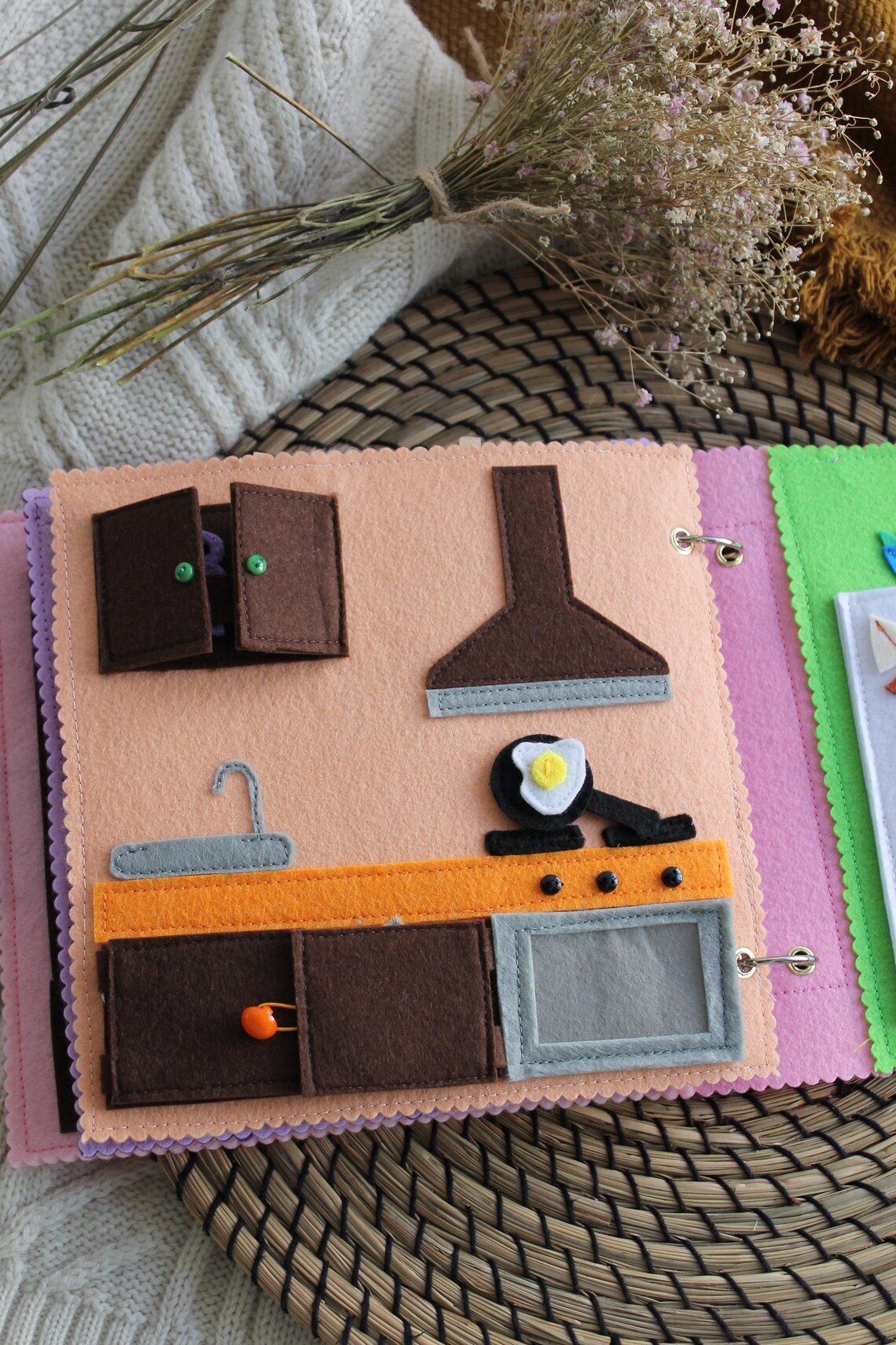 Quiet Book Template - Kitchen & Dining Room 2 Pages - Felt Patterns ...