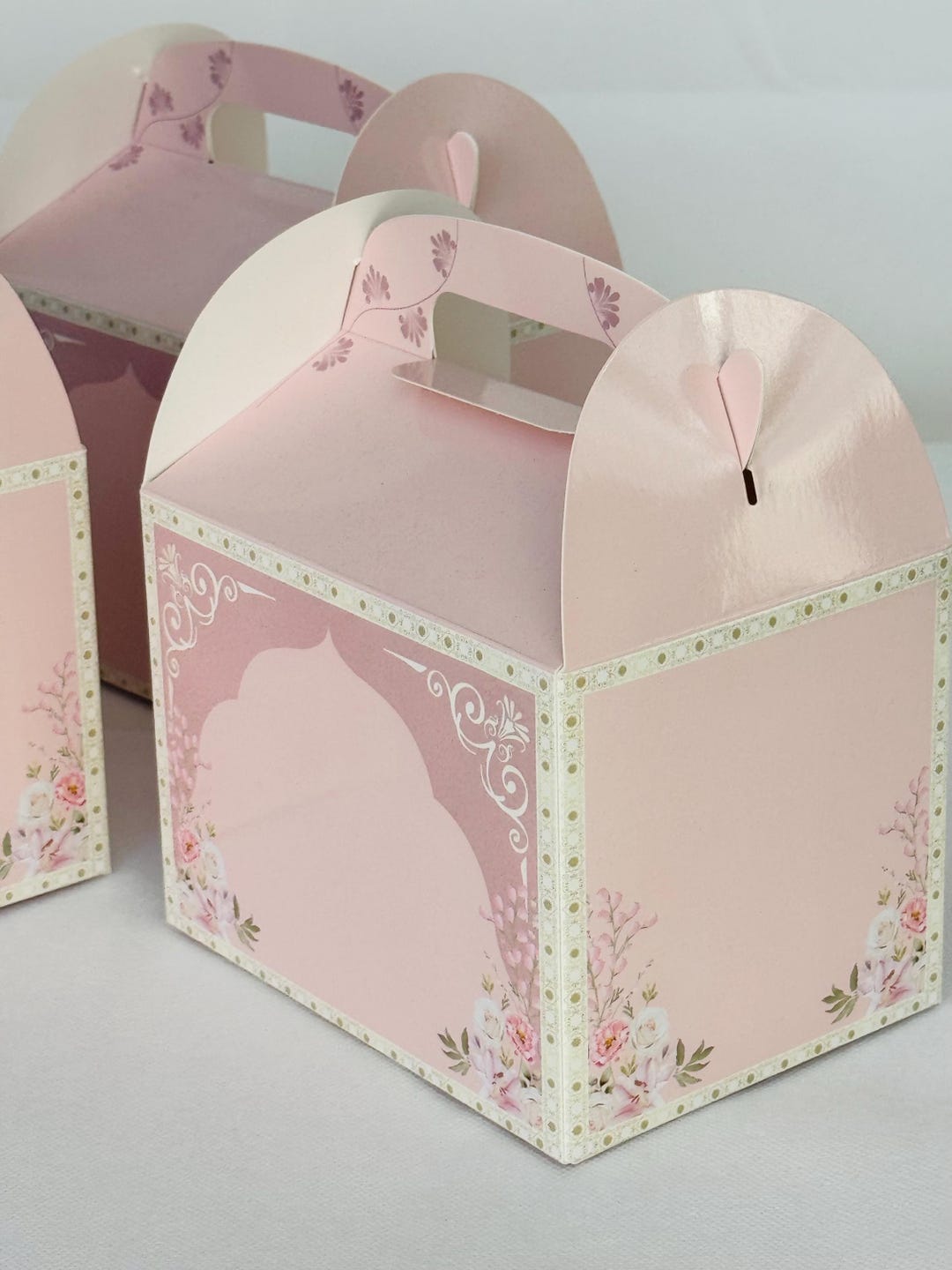 Pink Floral Gable Favour Boxes for Party, Mendhi & Wedding - Etsy