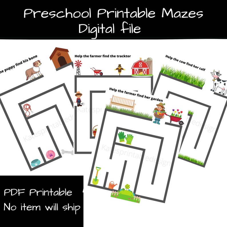 Preschool Printable Mazes - Etsy