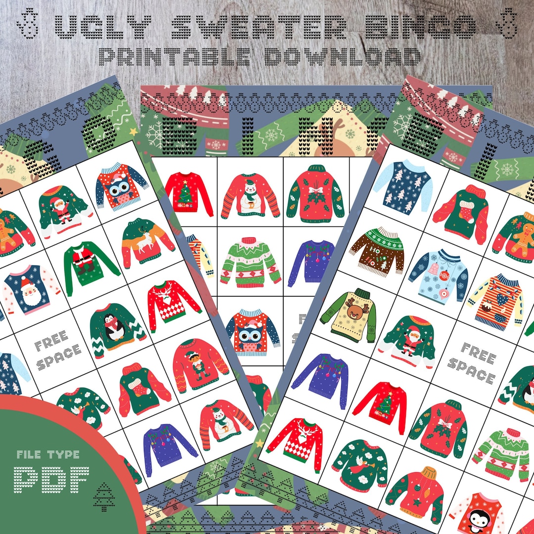 Ugly Sweater Bingo | Christmas Party Bingo | Holiday Party Game ...