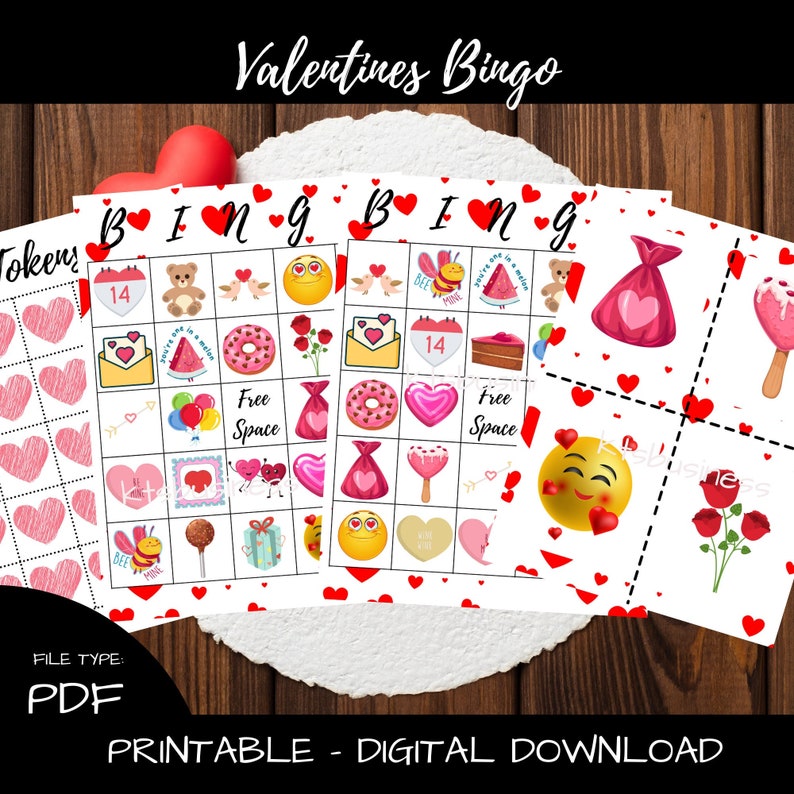 Valentines Bingo Classroom Party Bingo Valentines Party Game Instant ...