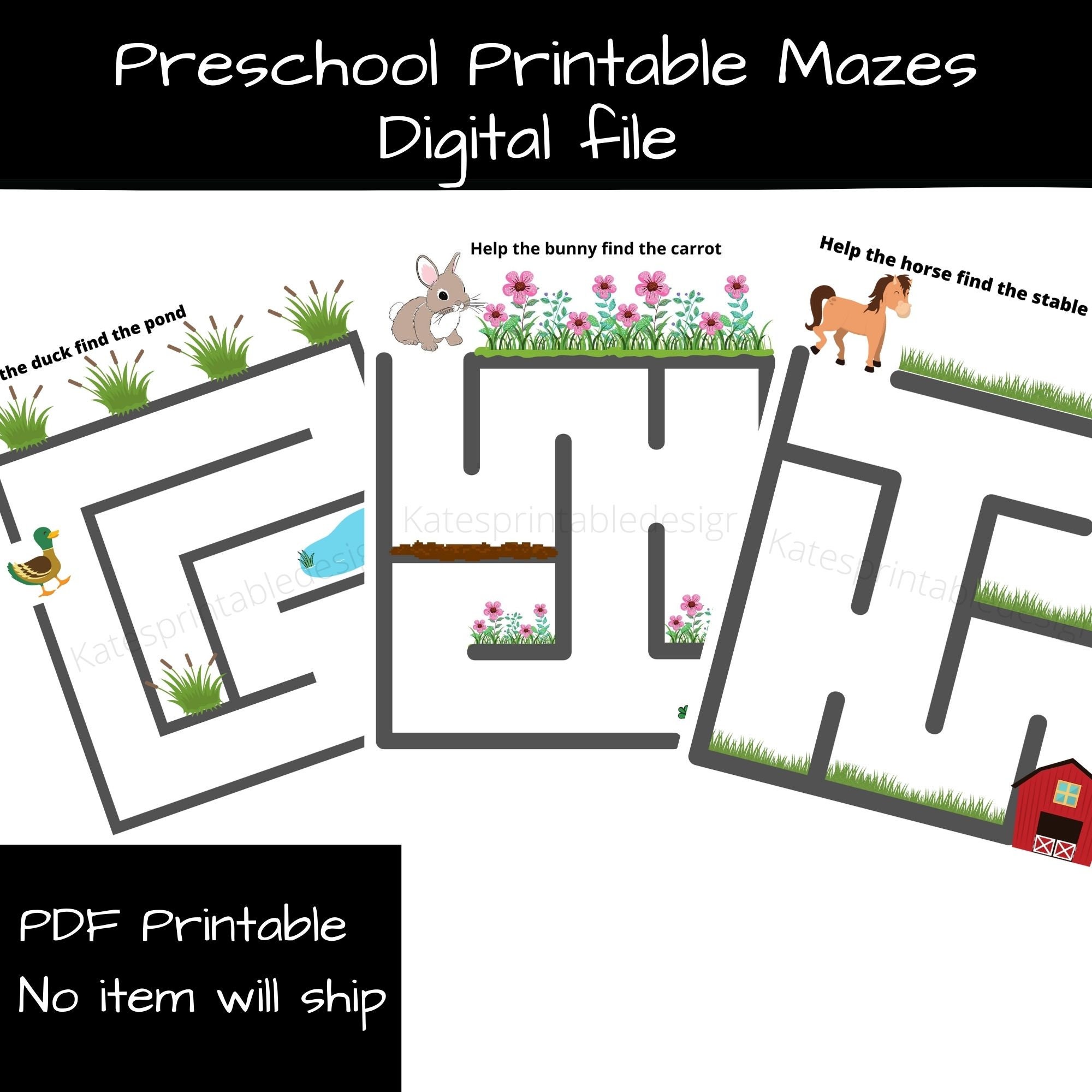 Preschool Printable Mazes - Etsy