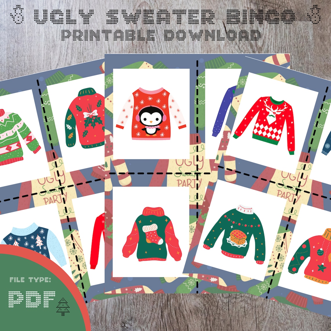 Ugly Sweater Bingo | Christmas Party Bingo | Holiday Party Game ...