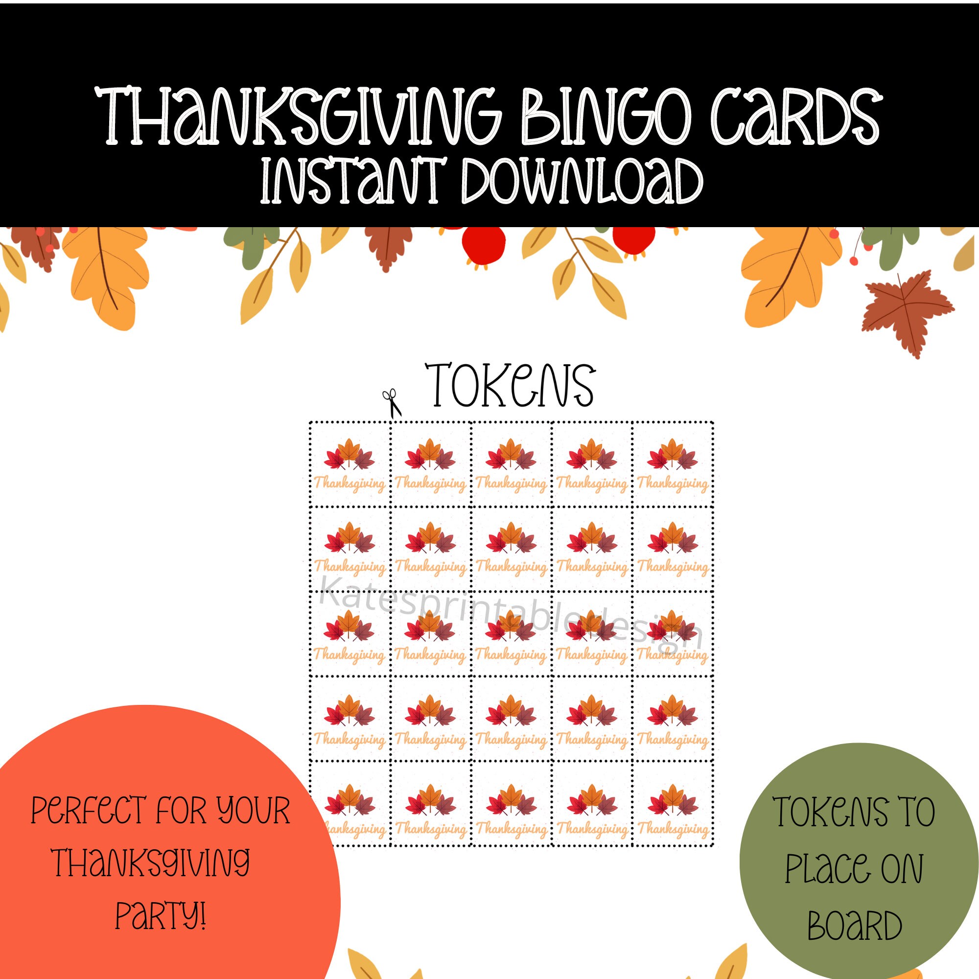 Thanksgiving Bingo Thanksgiving Party Bingo Holiday Party Game Instant ...