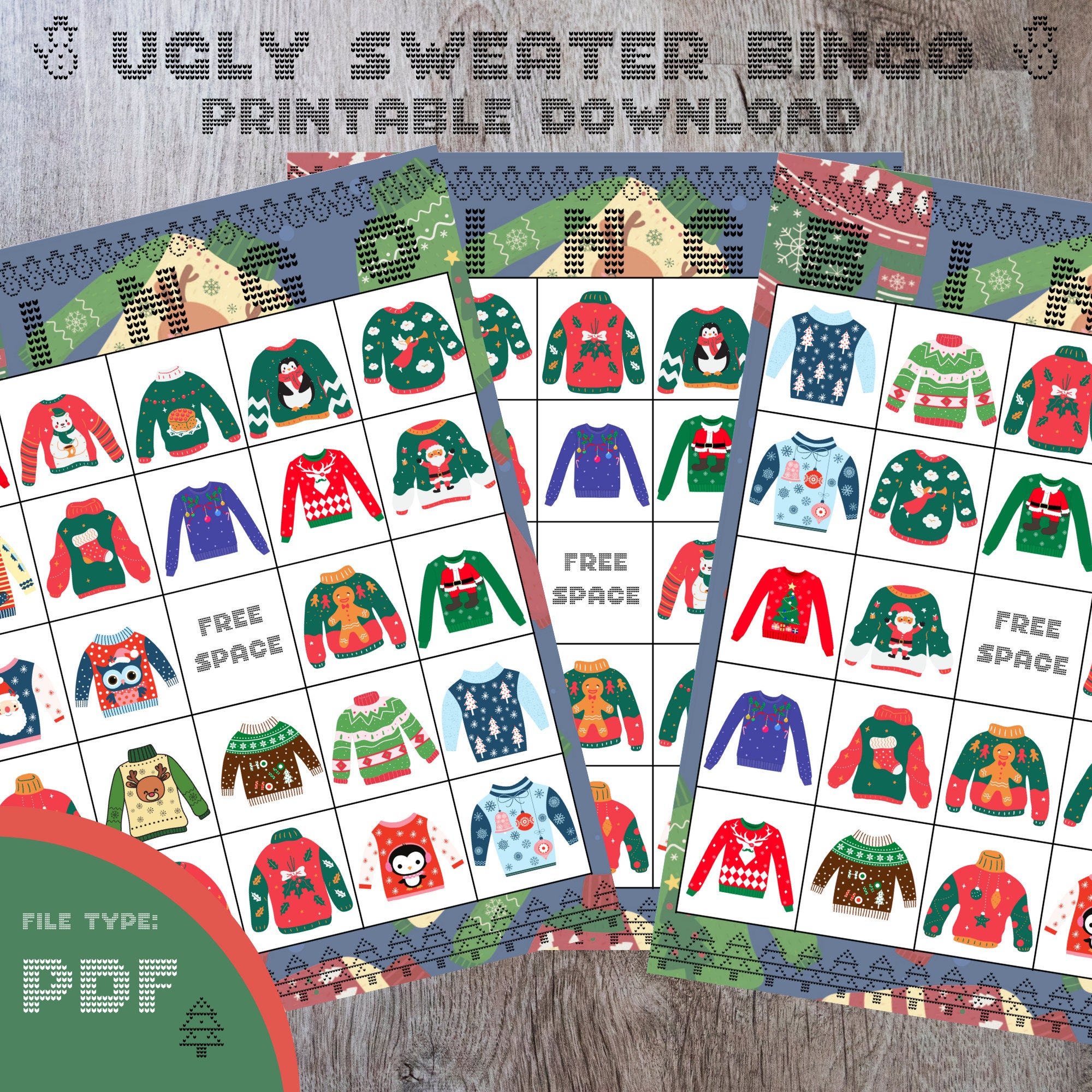 Ugly Sweater Bingo | Christmas Party Bingo | Holiday Party Game ...