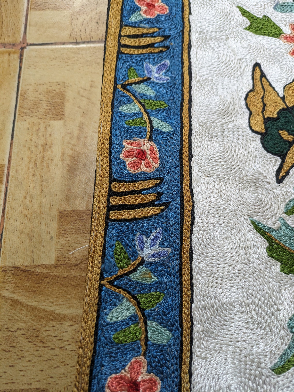 Kashmiri Tree of Life, Bird Silk Rug, Wall Hanging, Chainstitch Rug ...