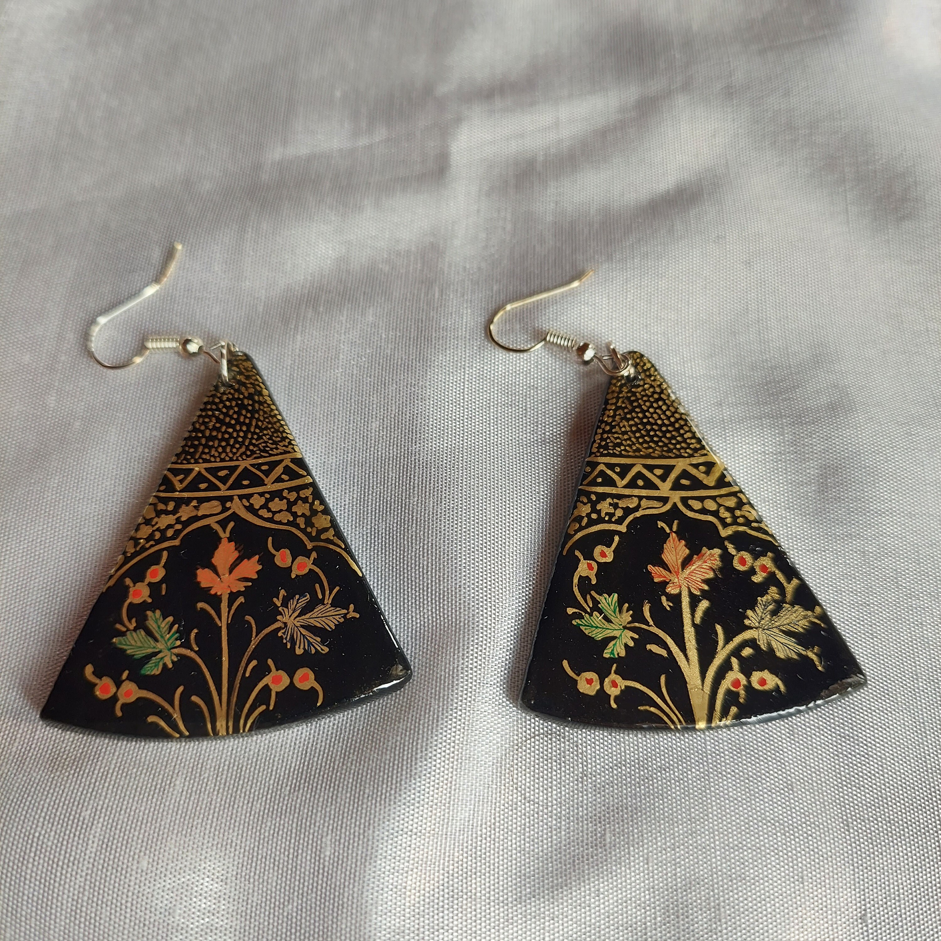 Kashmiri Paper Mache Handmade Black Chinar Design Jewellery Set - Etsy