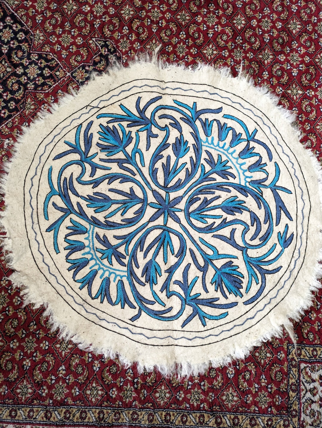 3ft3ft Blue Namda Rug Made in Kashmir - Etsy