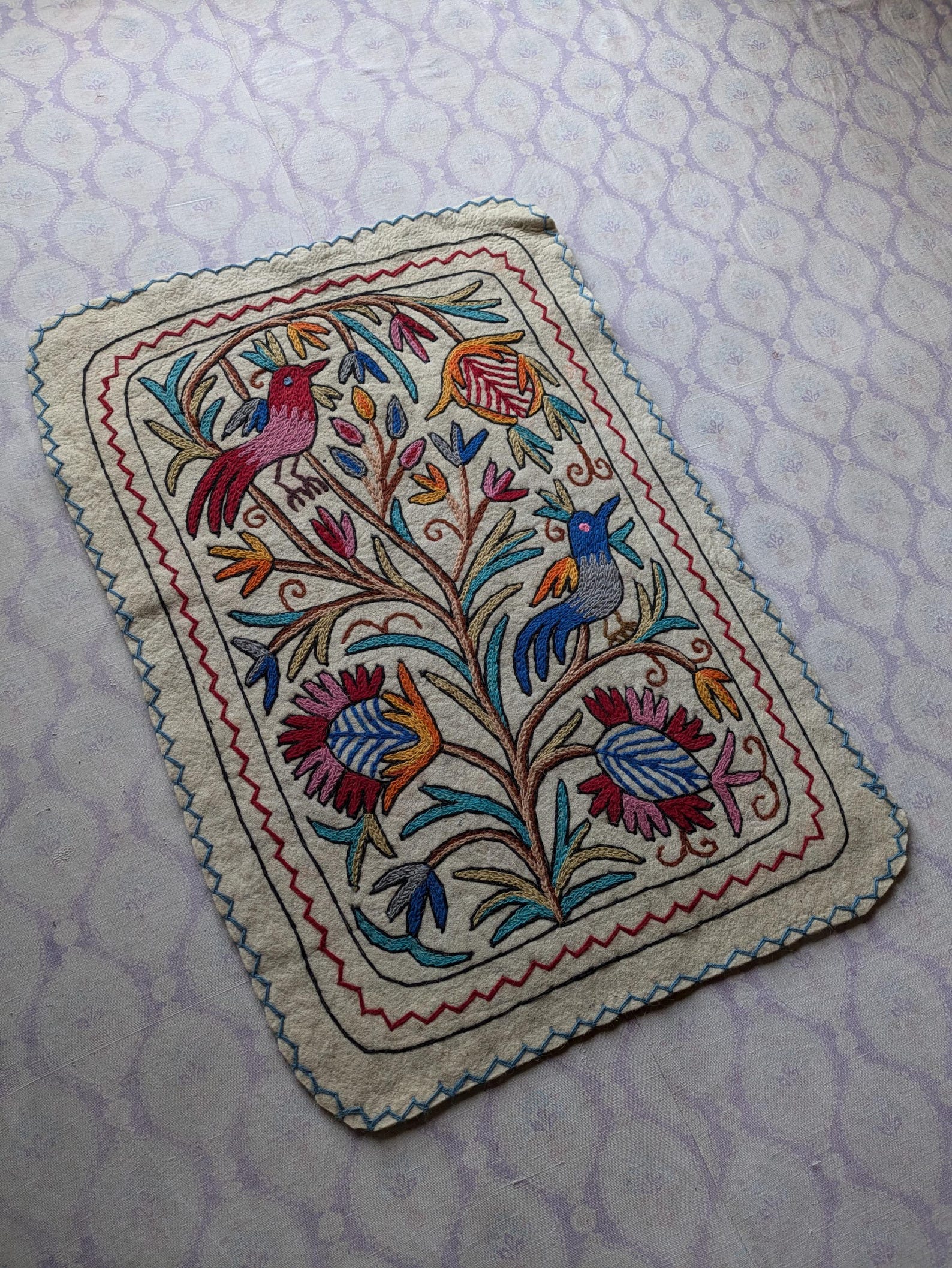 Floral Rectangle Rug, 3ft2ft Handmade Namda Rug, Boho Rug, Home Decor ...