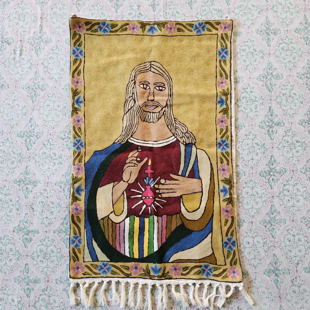 Kashmiri Handmade Pure Wool Jesus Christ Wall Hanging Rug – Christian ...