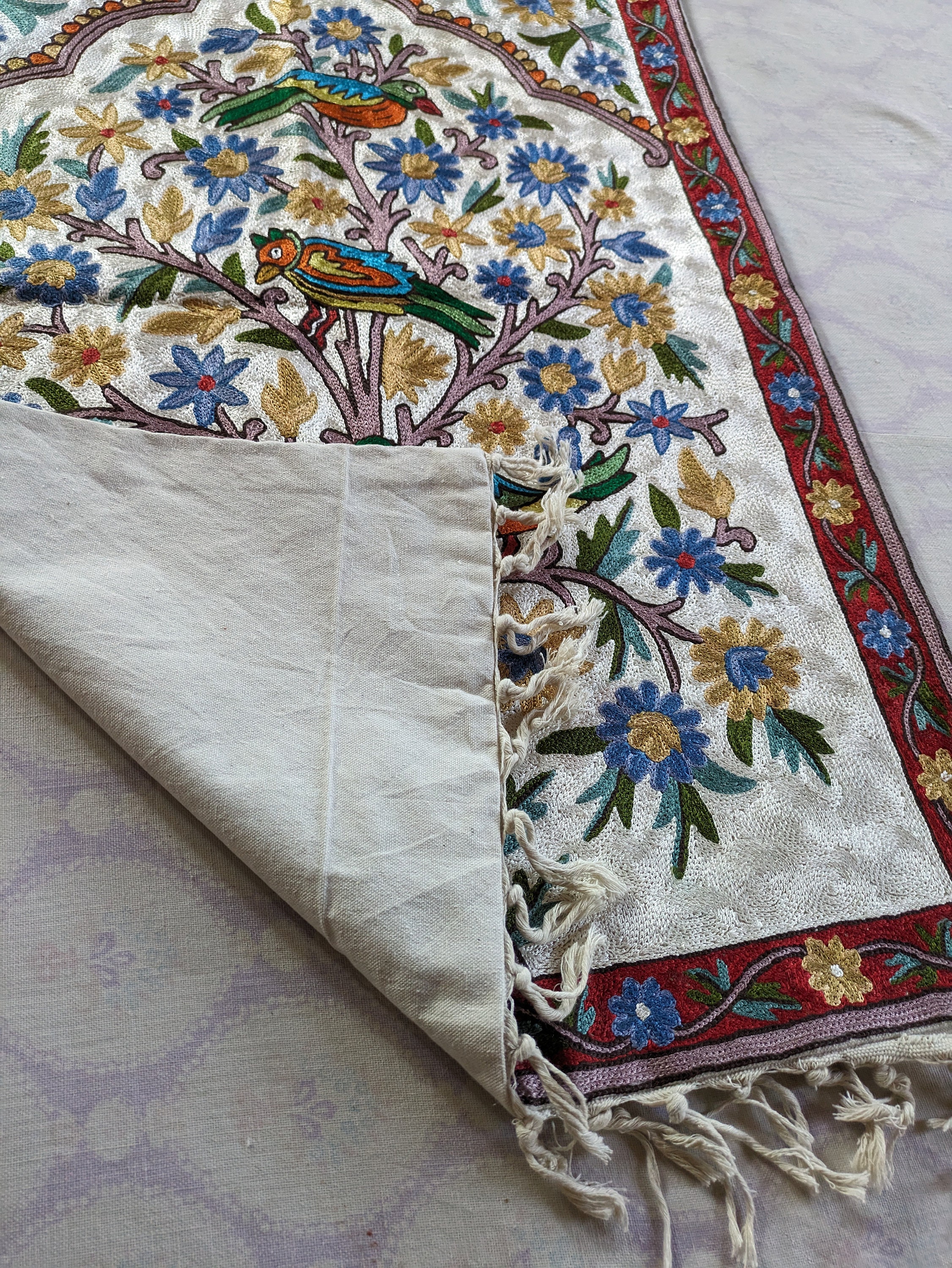 Unique Handmade Kashmiri Tree of Life Silk Rug Wall Hanging - Etsy