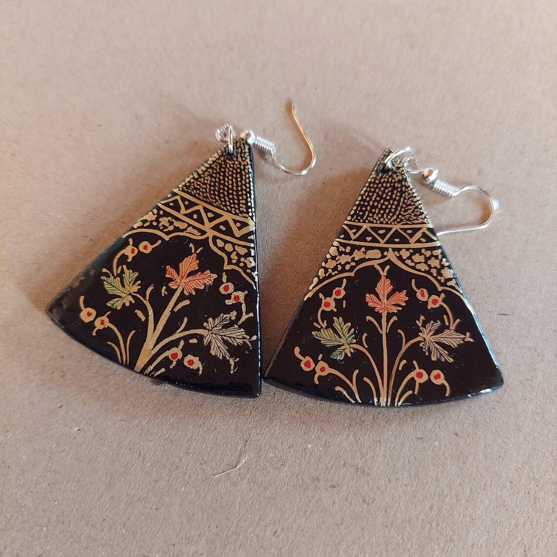 Kashmiri Paper Mache Handmade Black Chinar Design Jewellery - Etsy