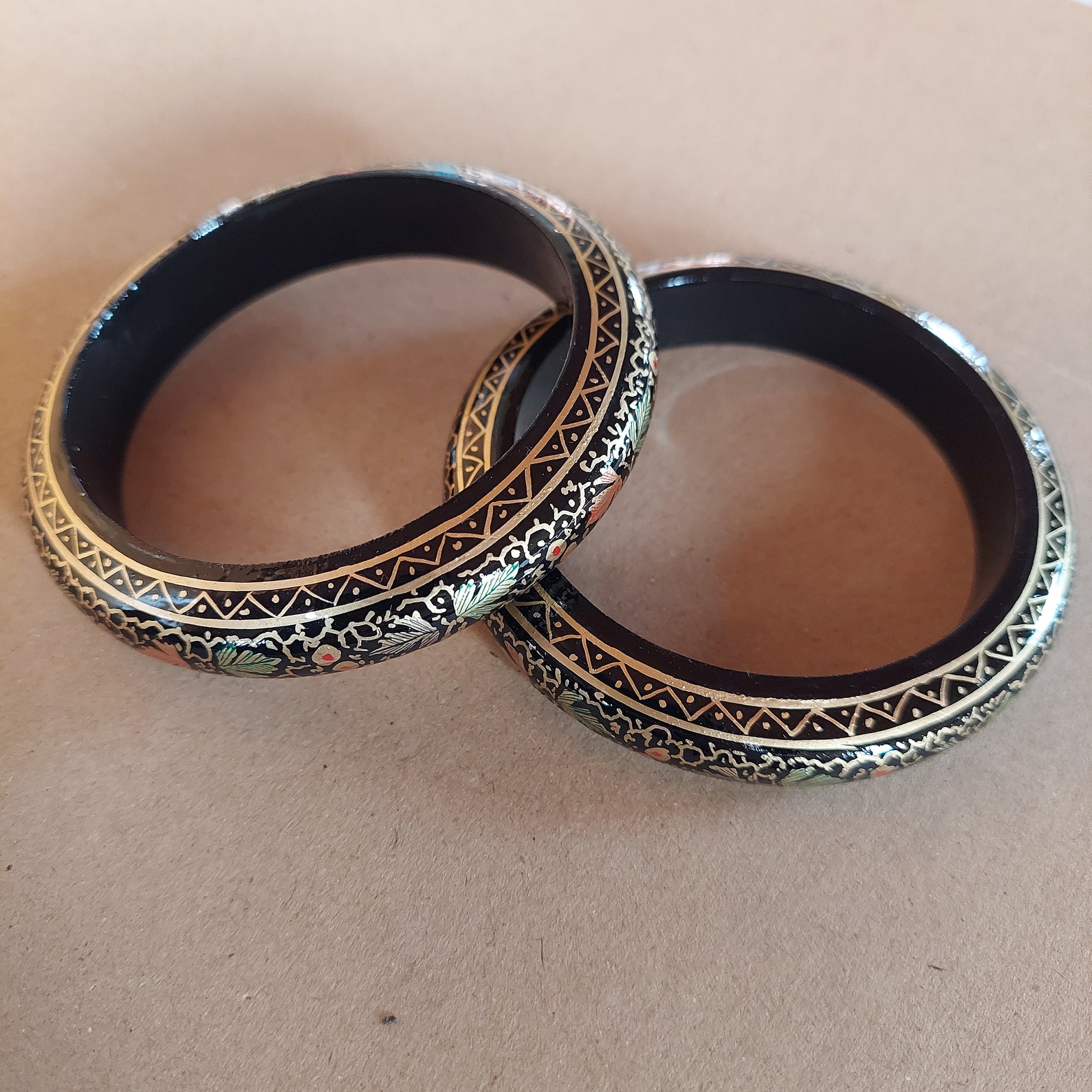 Kashmiri Paper Mache Handmade Black Chinar Design Jewellery Set - Etsy