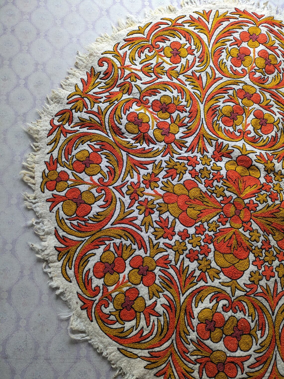 Large Round Namda, Kashmiri Namda Rug, Bohemian Home Decor, Rug for Bed ...