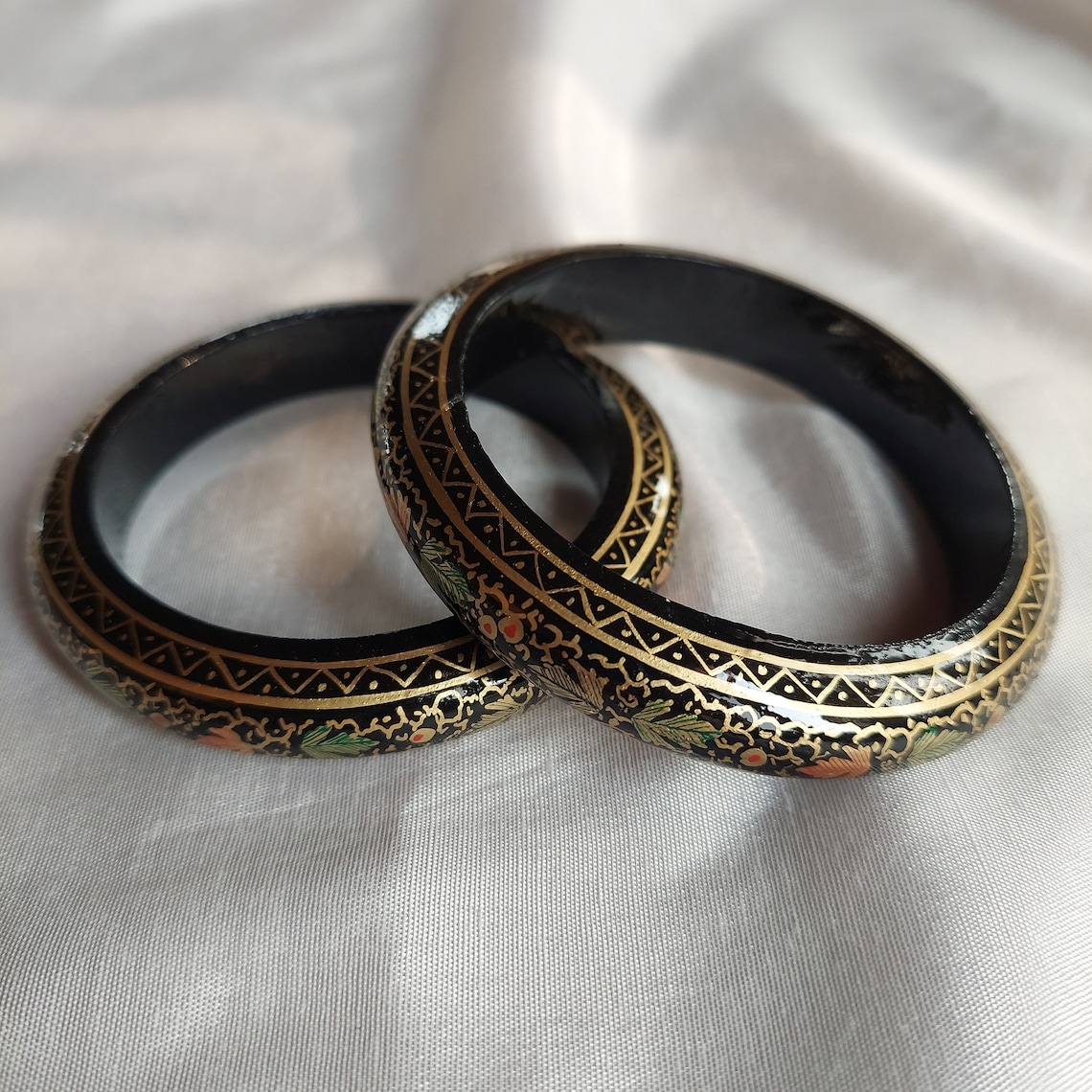 Kashmiri Paper Mache Handmade Black Chinar Design Jewellery - Etsy