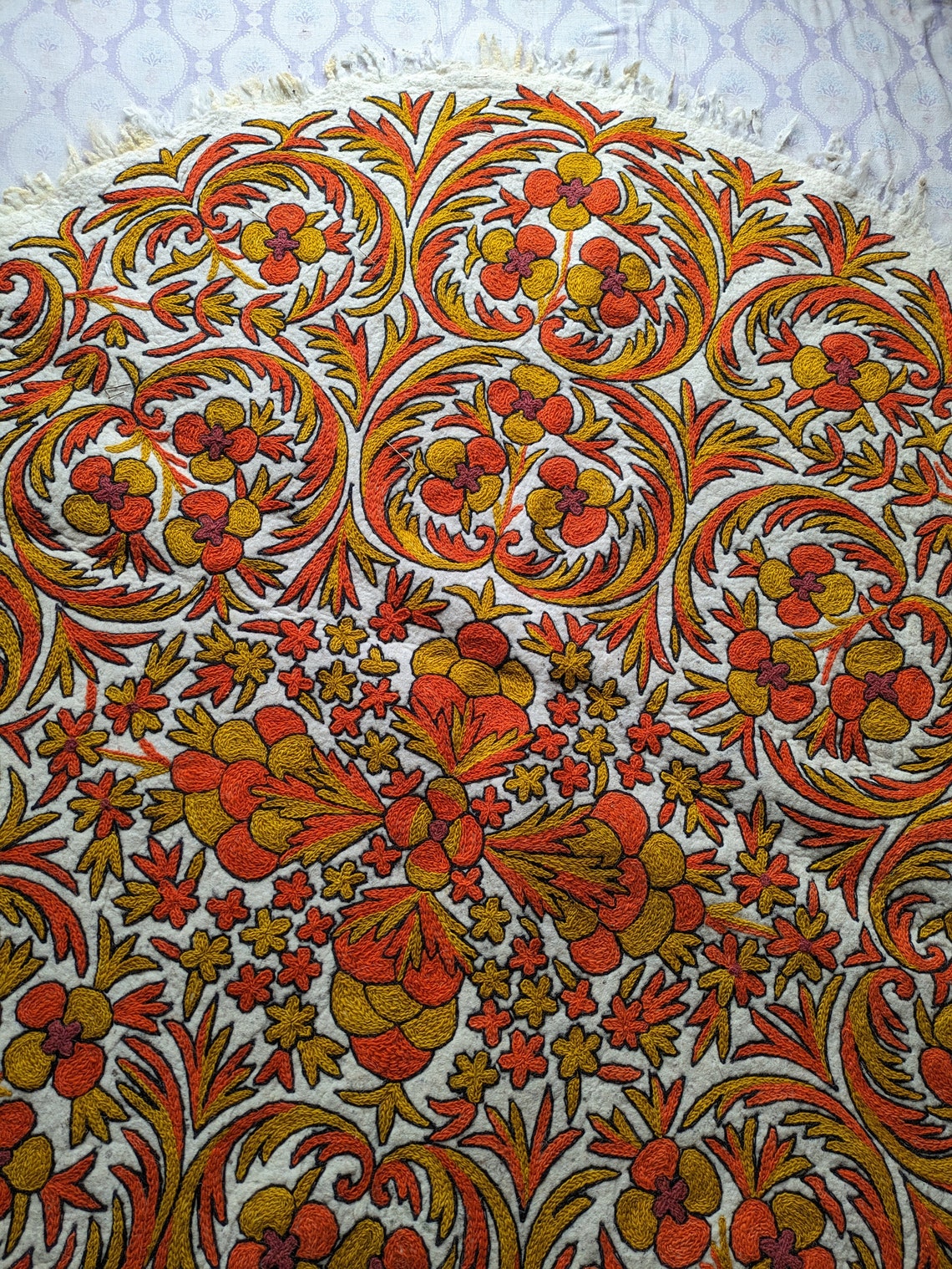 Large Round Namda, Kashmiri Namda Rug, Bohemian Home Decor, Rug for Bed ...
