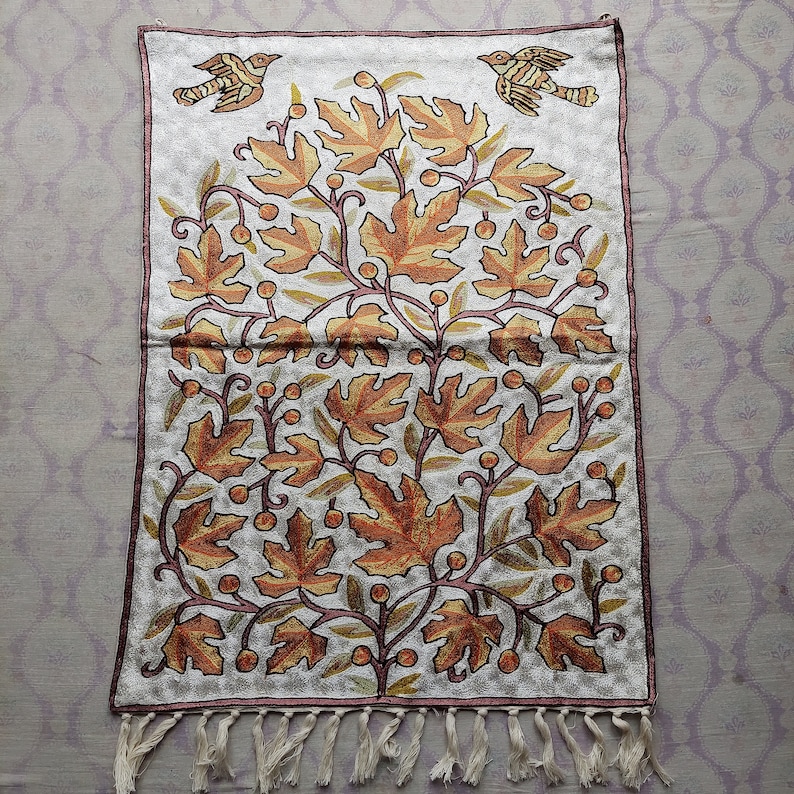 Chinar Wall Hanging, Chain Stitch Embroidery Wall Art, Kashmiri ...