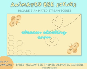 Cute Honey Bee Animated Stream Package Twitch Overlays and Scenes ...