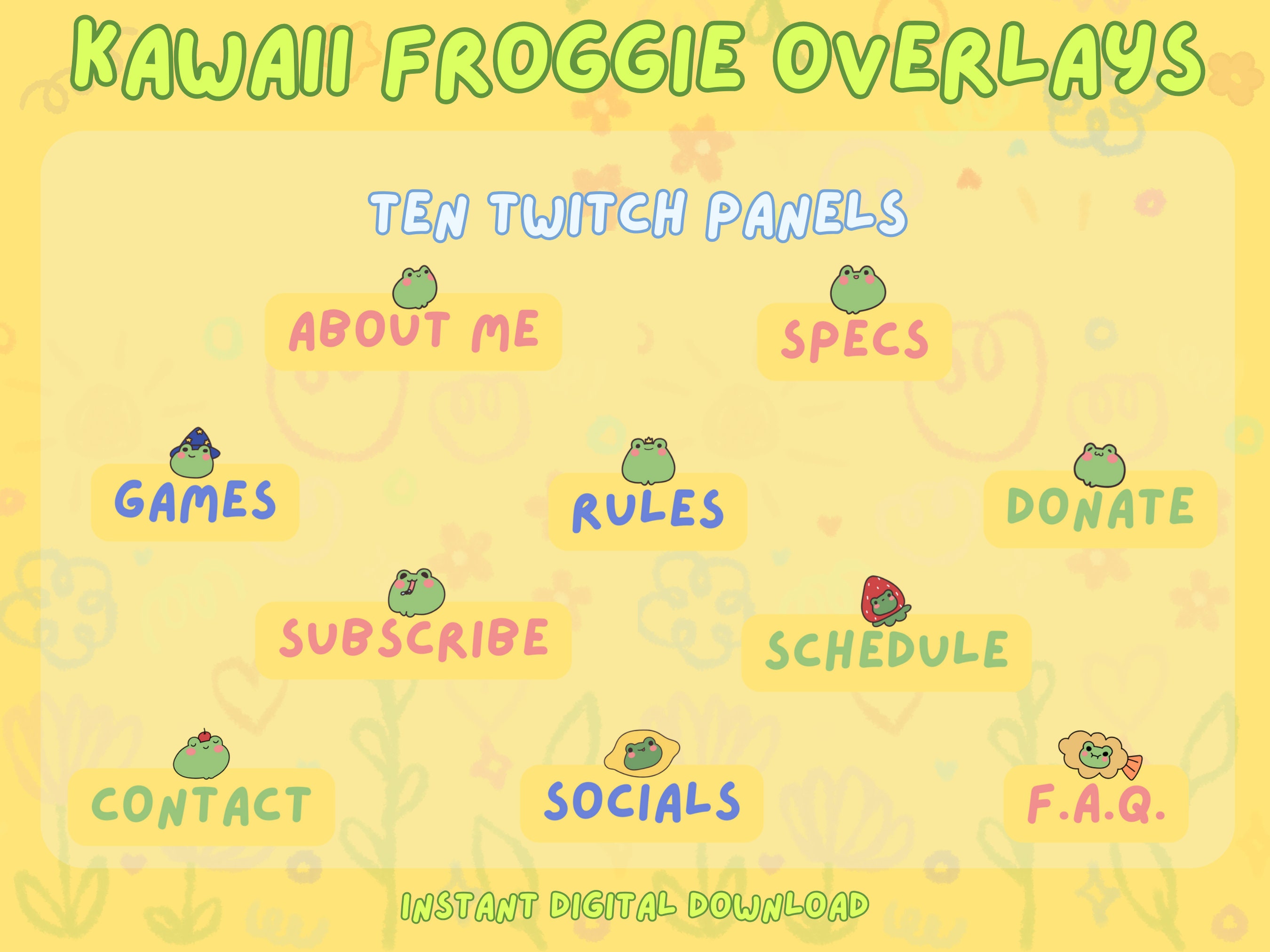 Kawaii Frog Overlays, Webcam Frame, Panels - Twitch, Youtube, Discord ...