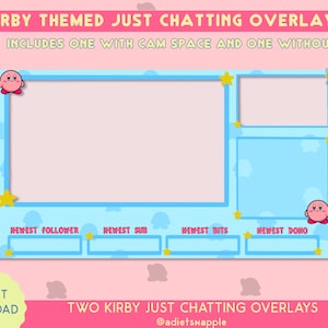Kirby Themed Just Chatting Stream Overlays - Etsy