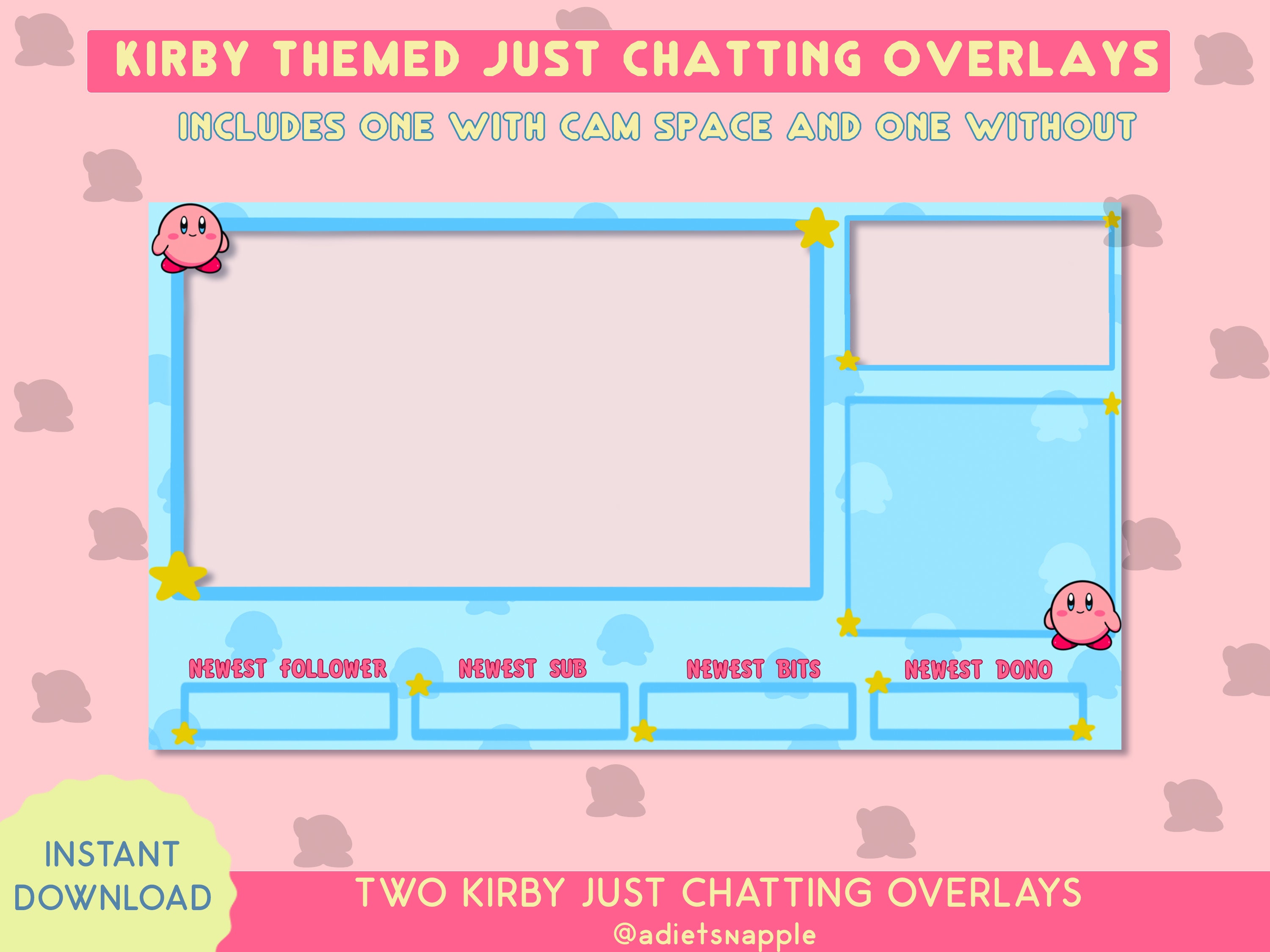 Kirby Themed Just Chatting Stream Overlays - Etsy