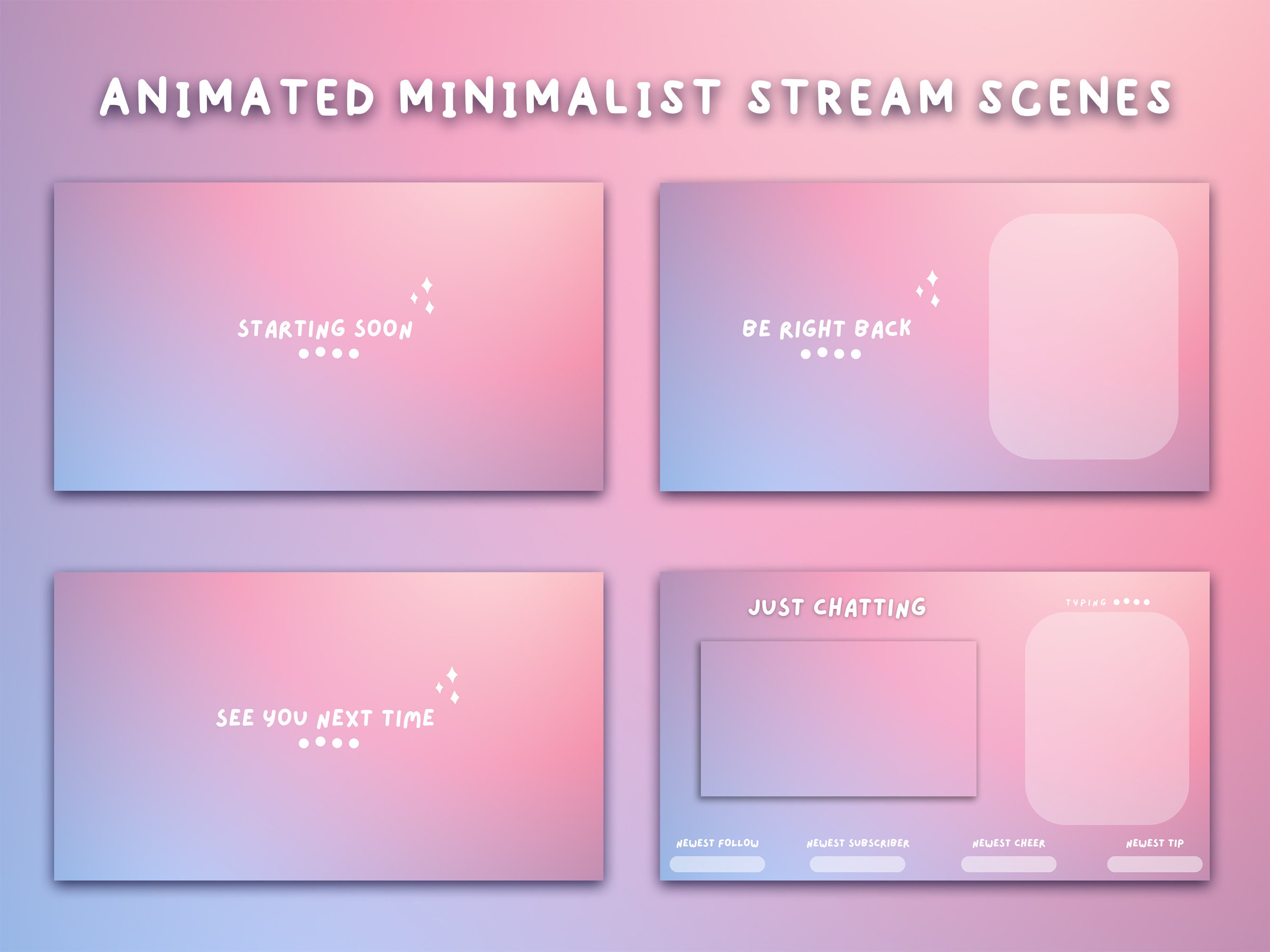 Animated Minimalist Stream Scenes - Pink Purple Gradient Starting Soon ...