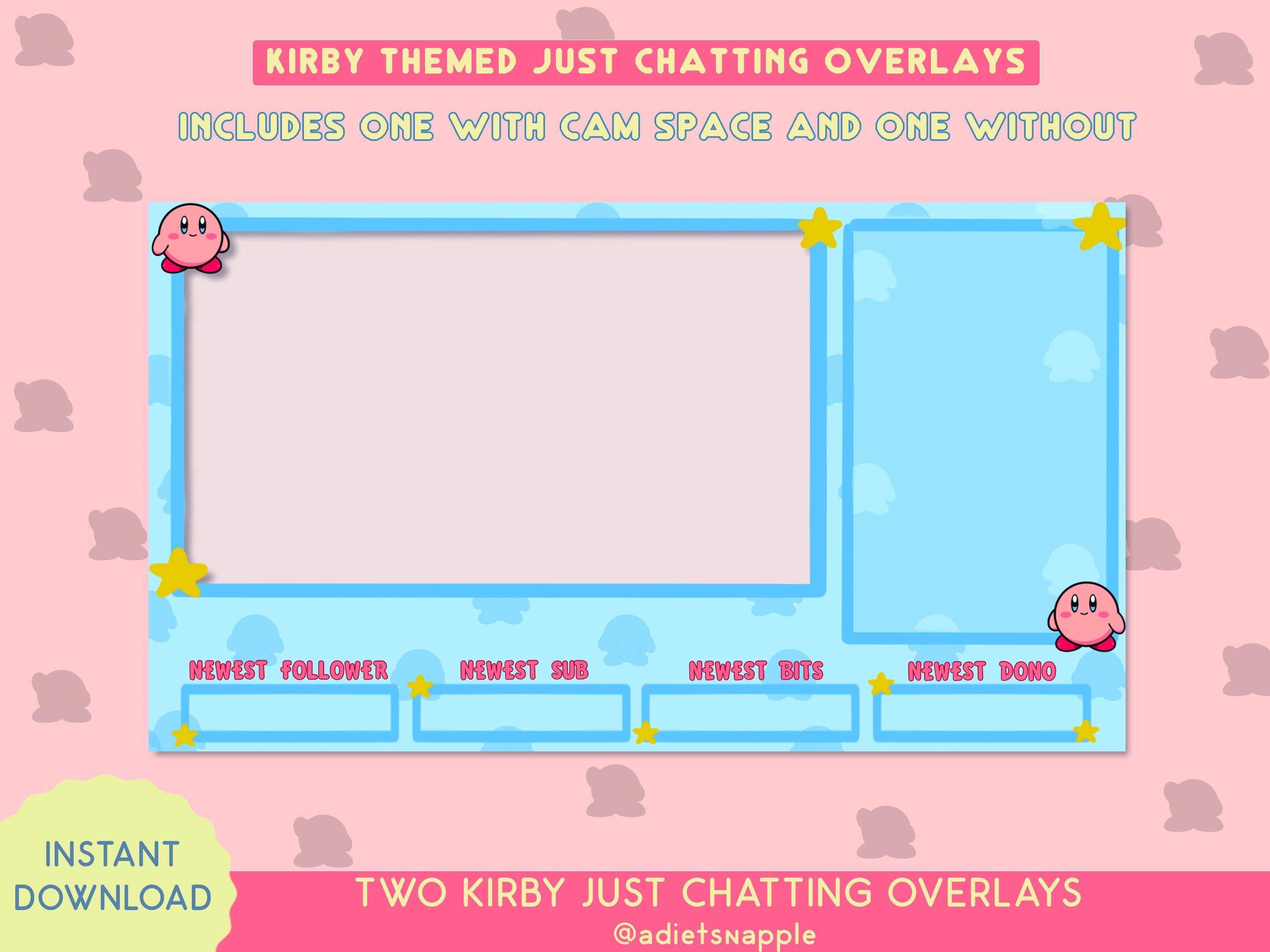 Kirby Themed Just Chatting Stream Overlays - Etsy