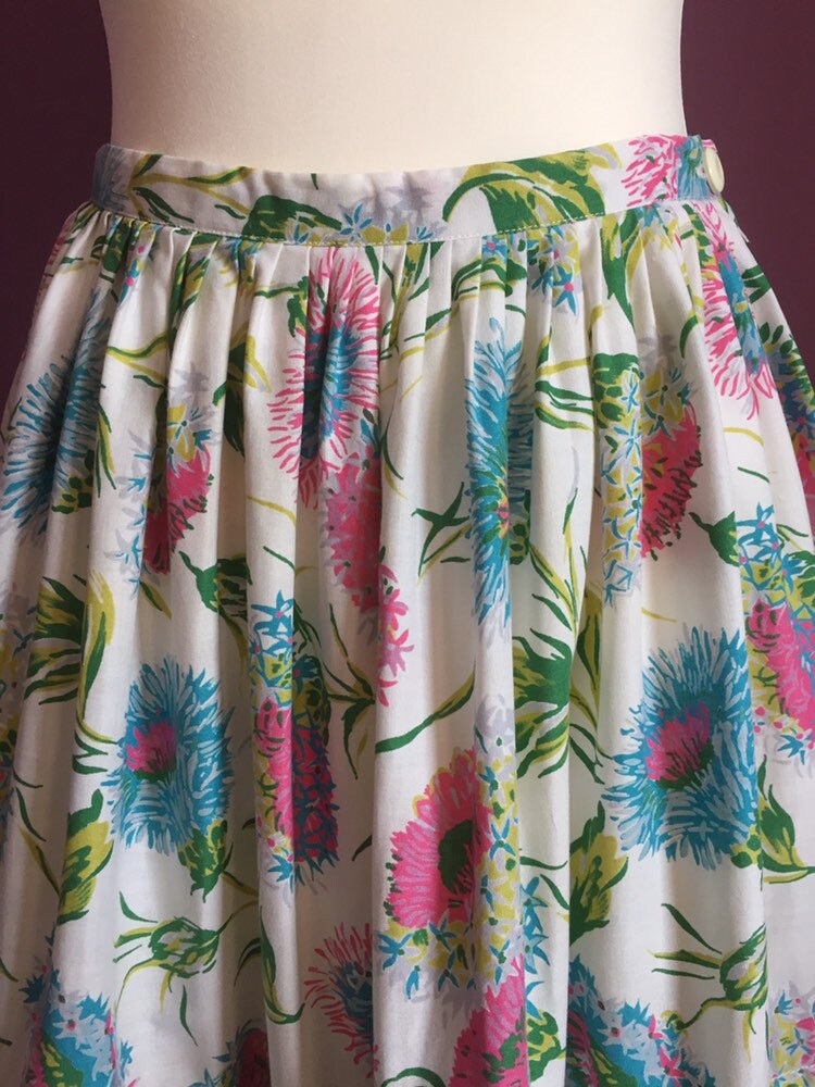 Vintage 50s Gor-Ray Skirt 50s Full Circle Floral Print Cotton | Etsy