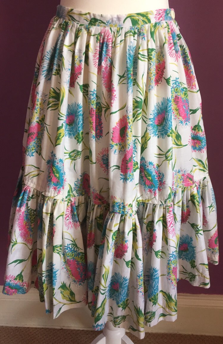 Vintage 50s Gor-Ray Skirt 50s Full Circle Floral Print Cotton | Etsy