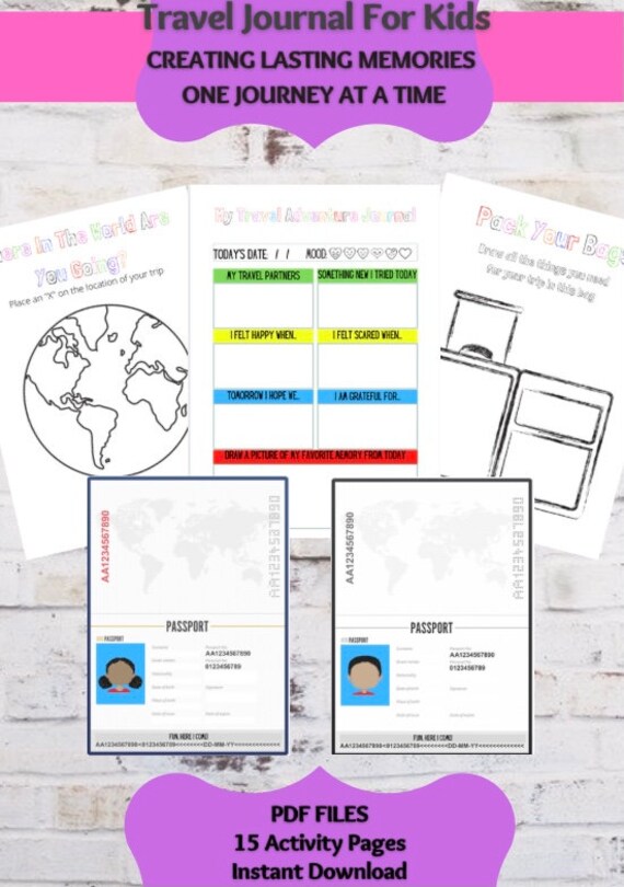 Travel Adventure Journal for Kids Digital Download Fun for | Etsy