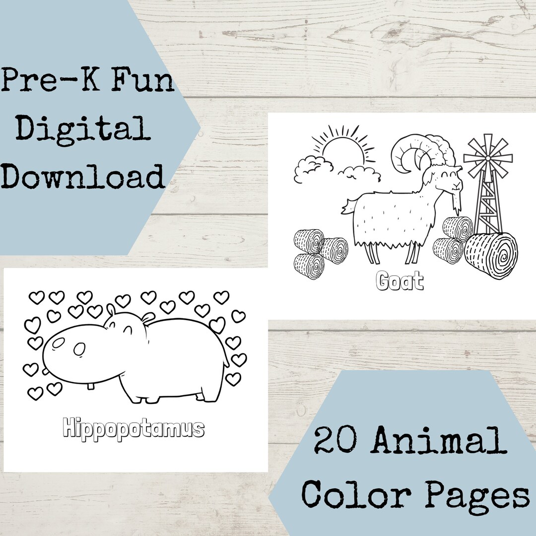 Coloring Pages, Pre-k, Kindergarten, Animals - Etsy