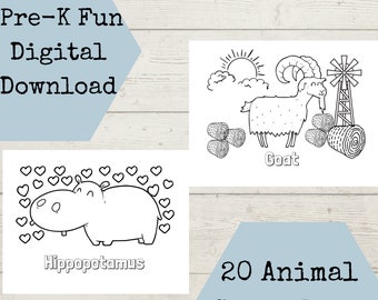 Pet Animals Coloring Book Preschool Pre-k Kindergarten Worksheets ...