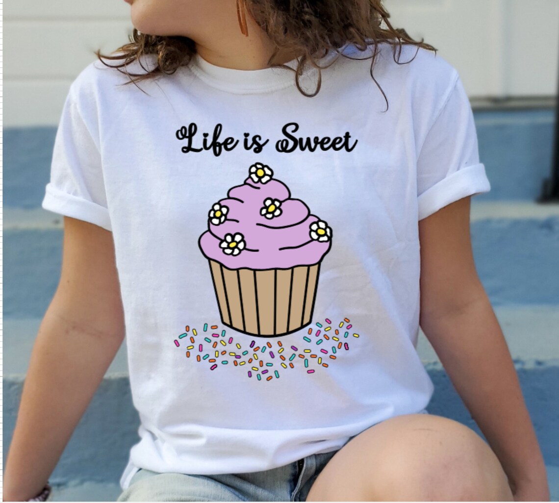 Life is Sweet Shirt, Cupcake Tshirt for Girls, Cupcake Gifts, Toddler ...