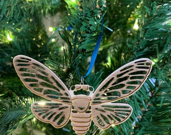 Silver Cicada Ornament With Red Ribbon - Etsy