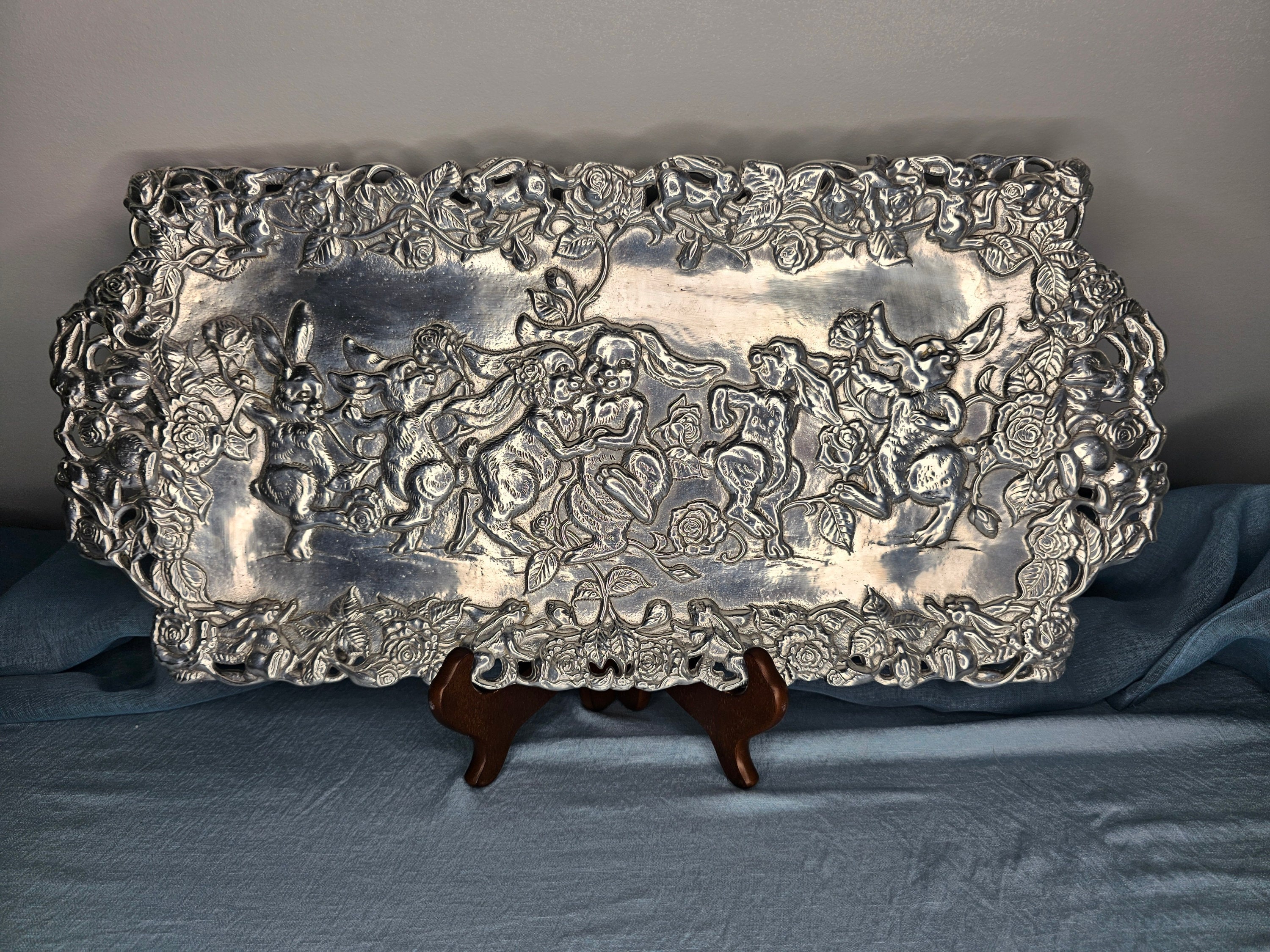 Vintage 1995 Arthur Court Rabbit Platter - Etsy