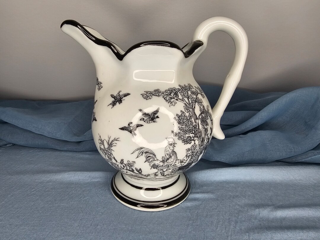 Black & White Toile De Jouy Pitcher - Etsy