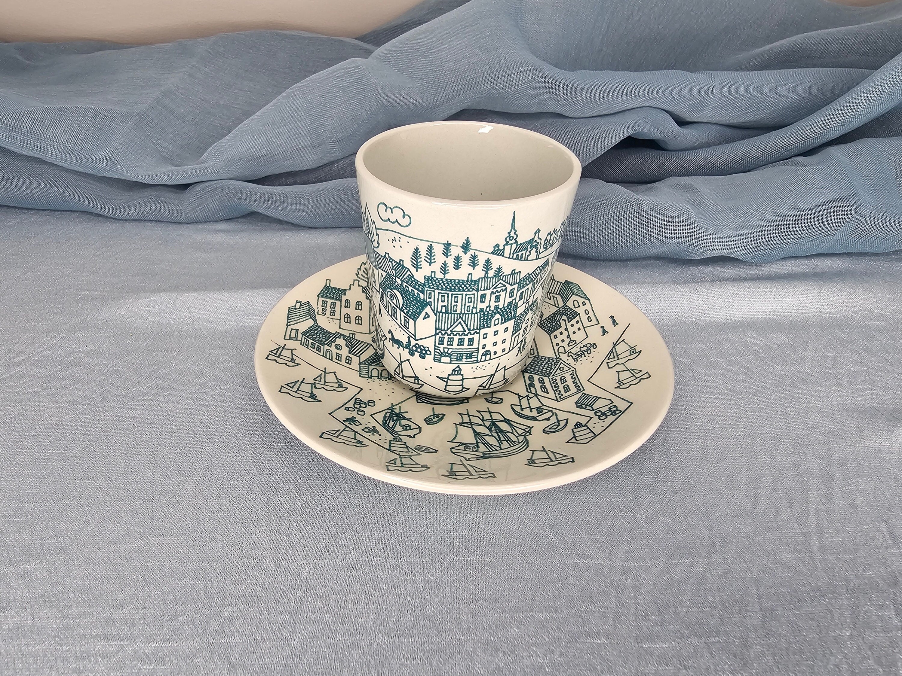 Vintage Nymolle Art Pottery Faience Cup & Saucer - Etsy Canada