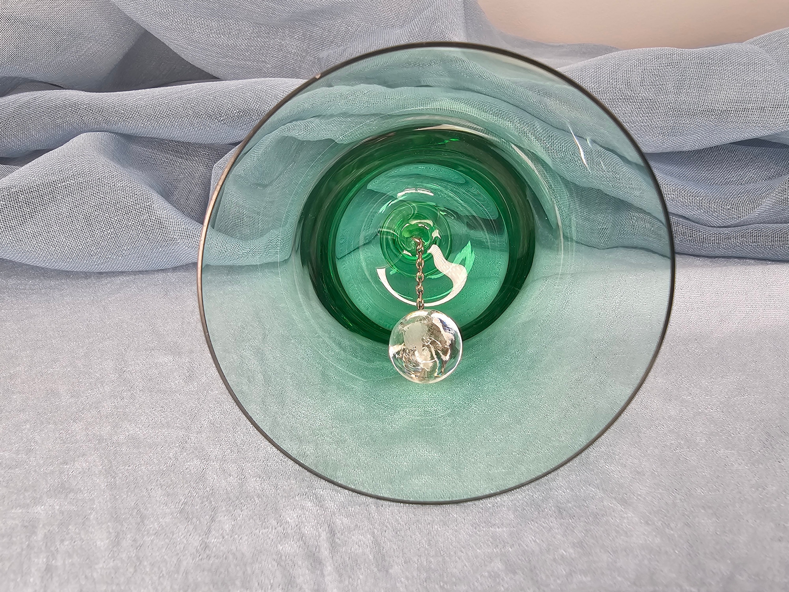 Emerald Green & Spiral Glass Bell - Etsy