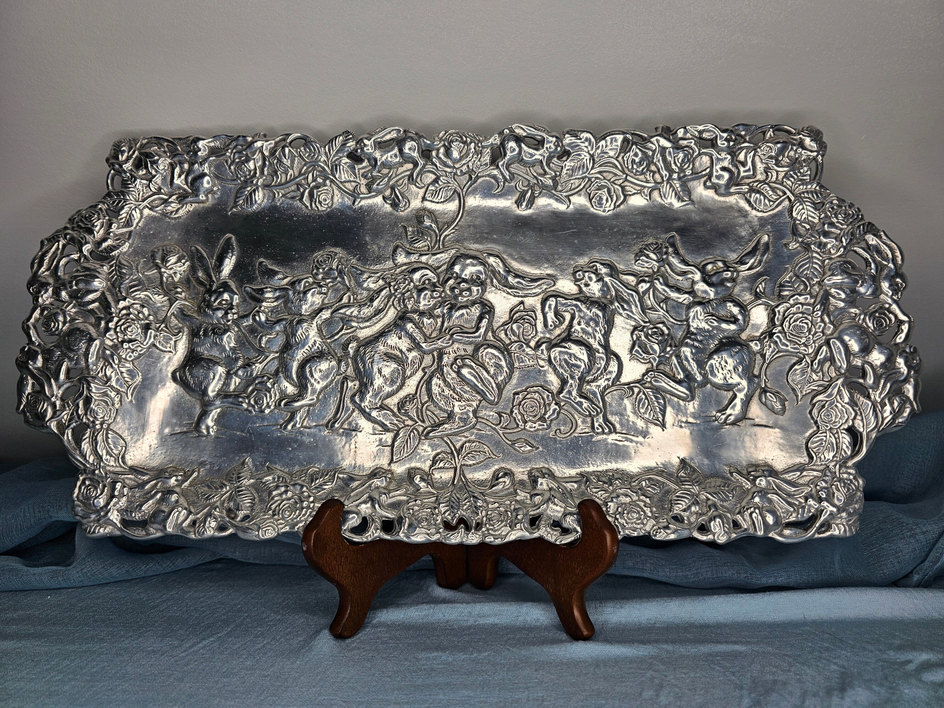Vintage 1995 Arthur Court Rabbit Platter - Etsy