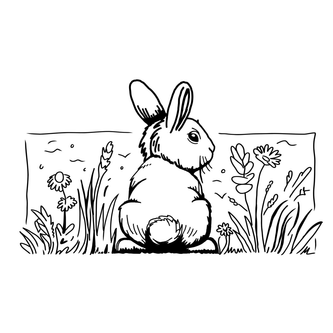Rabbit in the Meadow Plotter File SVG PNG JPG - Etsy