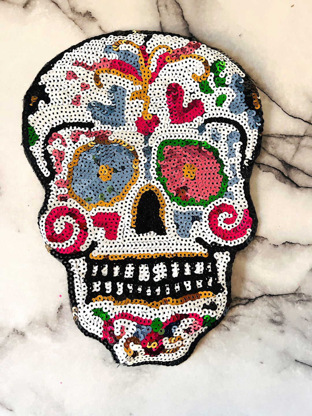 Skeleton Head Sequin Applique Fashion - Etsy