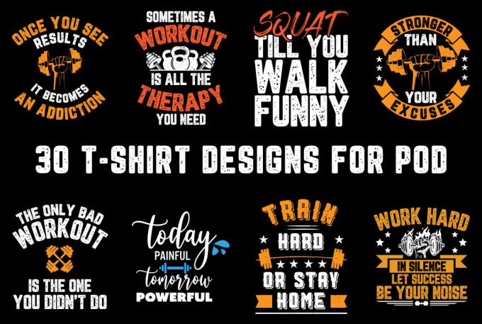 30 Workout Tshirt Designs Ready for Print on Demand PNG Ready - Etsy