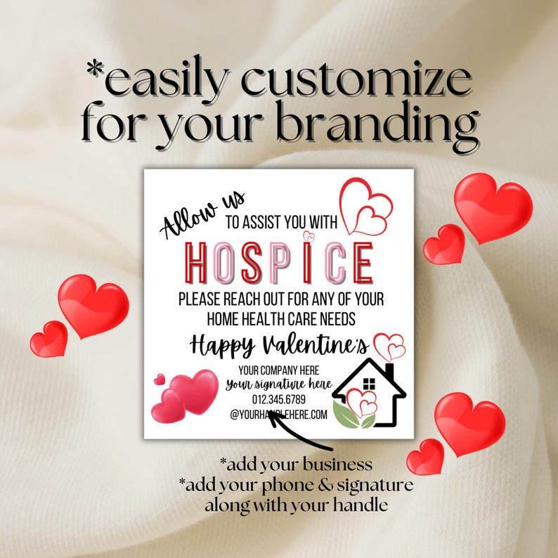 Home Health Valentine HOSPICE POP BY Tag Editable Canva Template Small ...