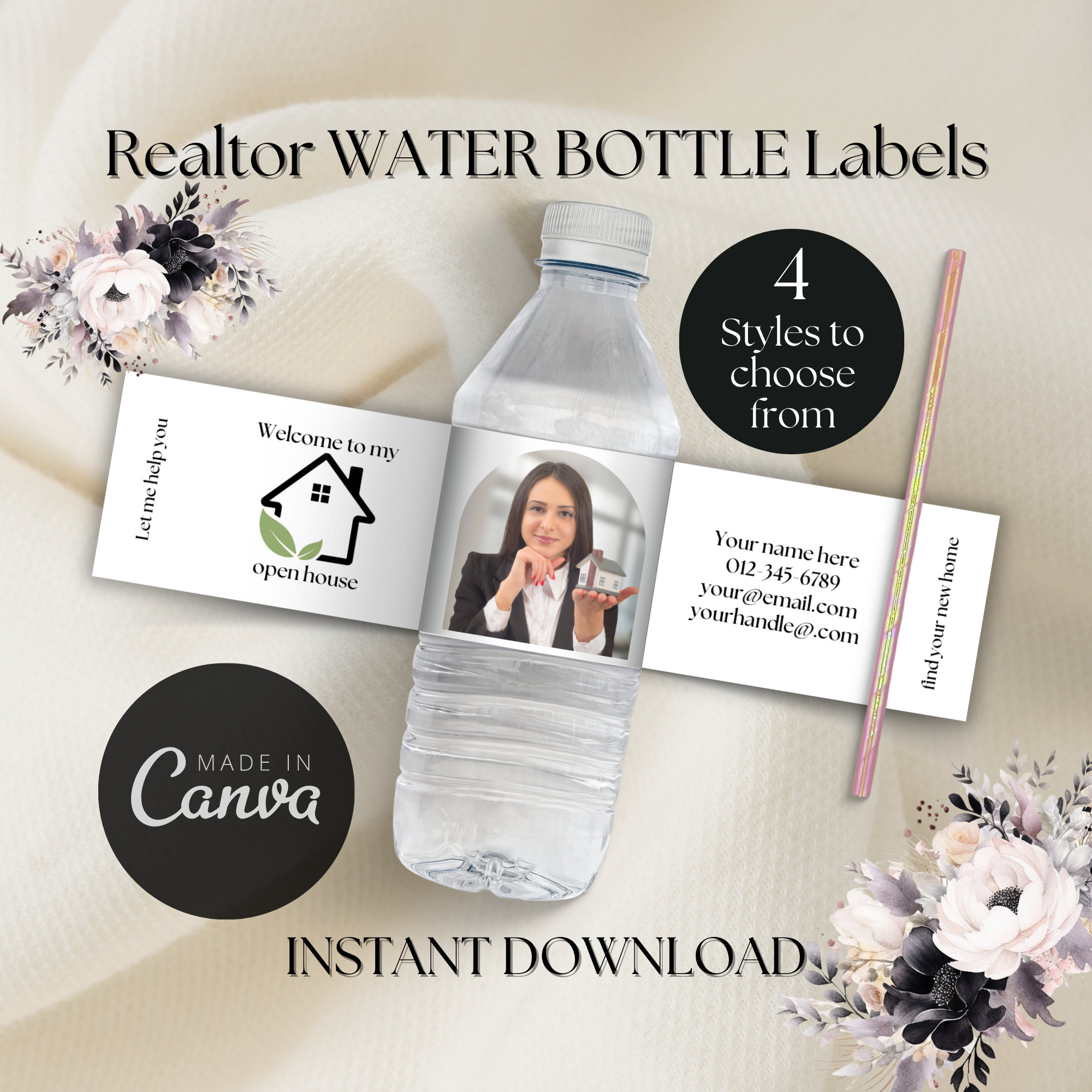 REALTOR PICTURE Open House Water Bottle Label Templates Realtor ...