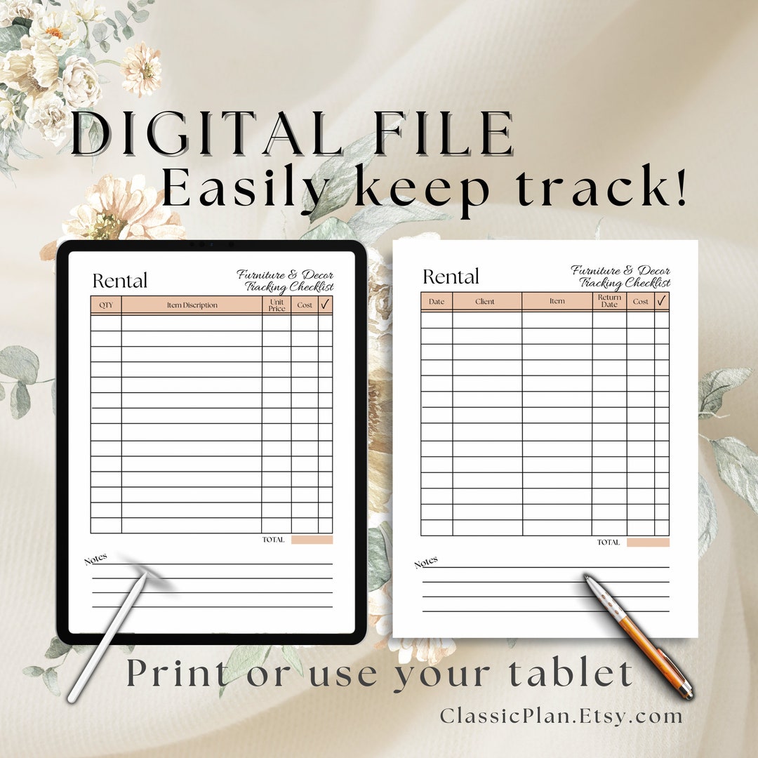 Home Staging Rental Tracker Form, Stagers Checklist, Home Staging ...