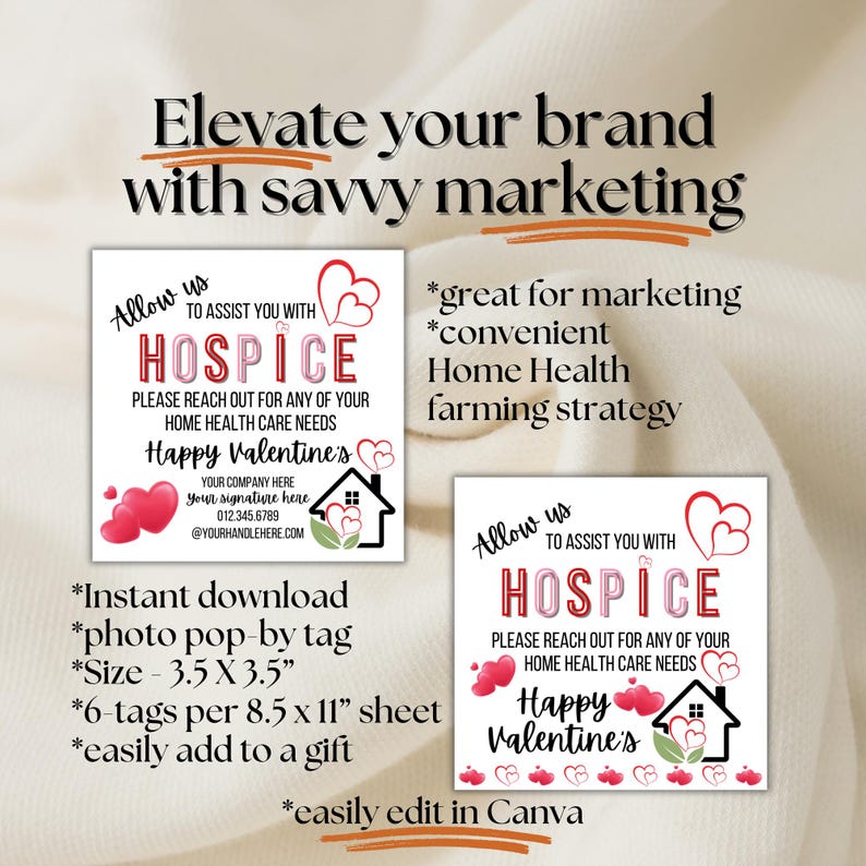 Home Health Valentine HOSPICE POP BY Tag Editable Canva Template Small ...