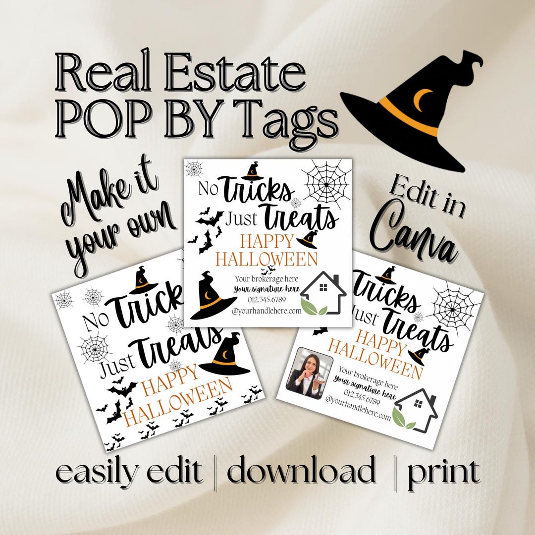 HAPPY HALLOWEEN Pop Bys Fall Real Estate Drop by Realtor Picture Editable Canva Template No ...