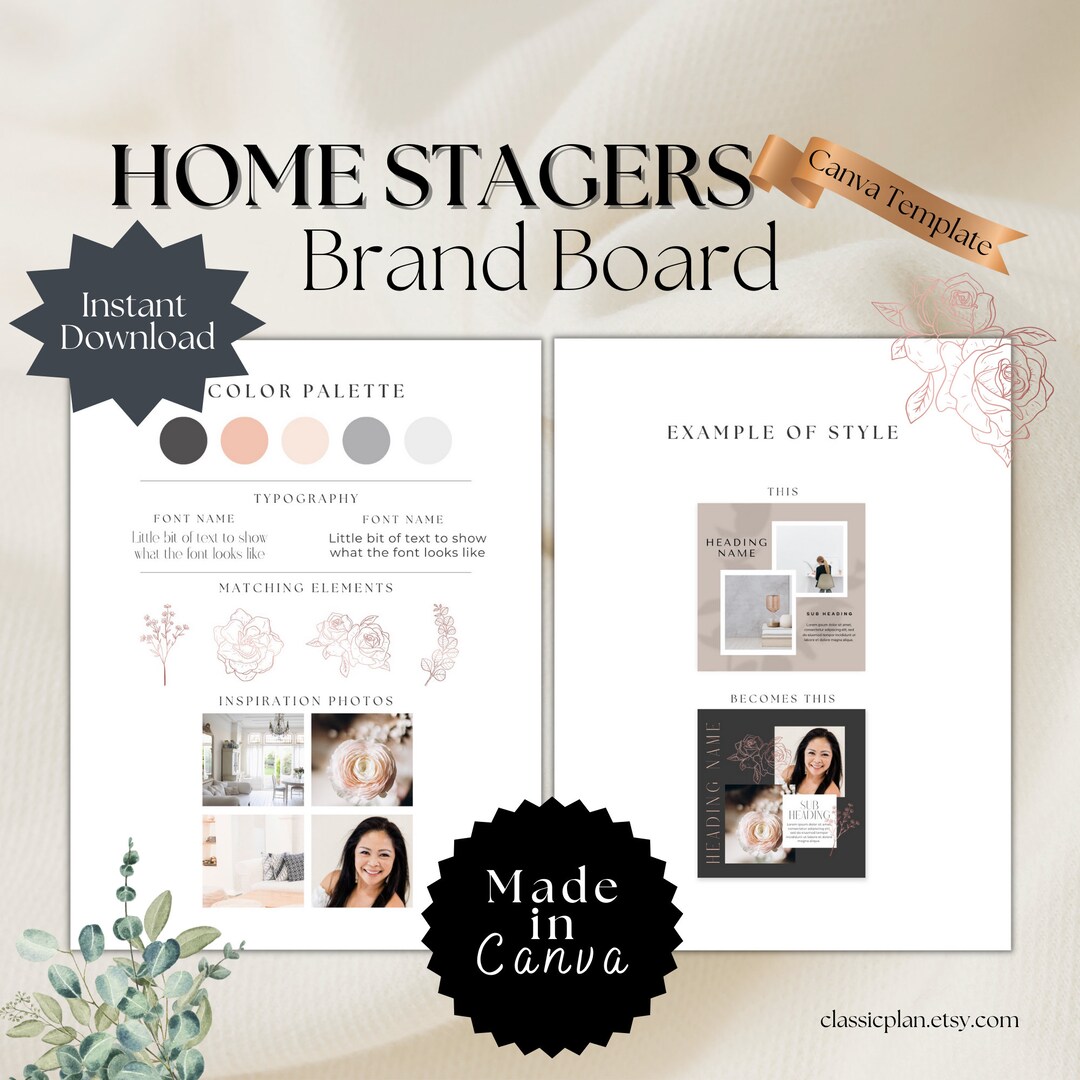 BRAND BOARD Template Editable Branding Board Mood Board Small Business ...