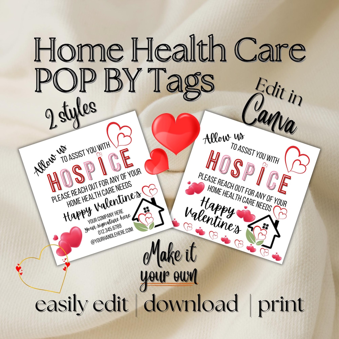 Home Health Valentine HOSPICE POP BY Tag Editable Canva Template Small ...