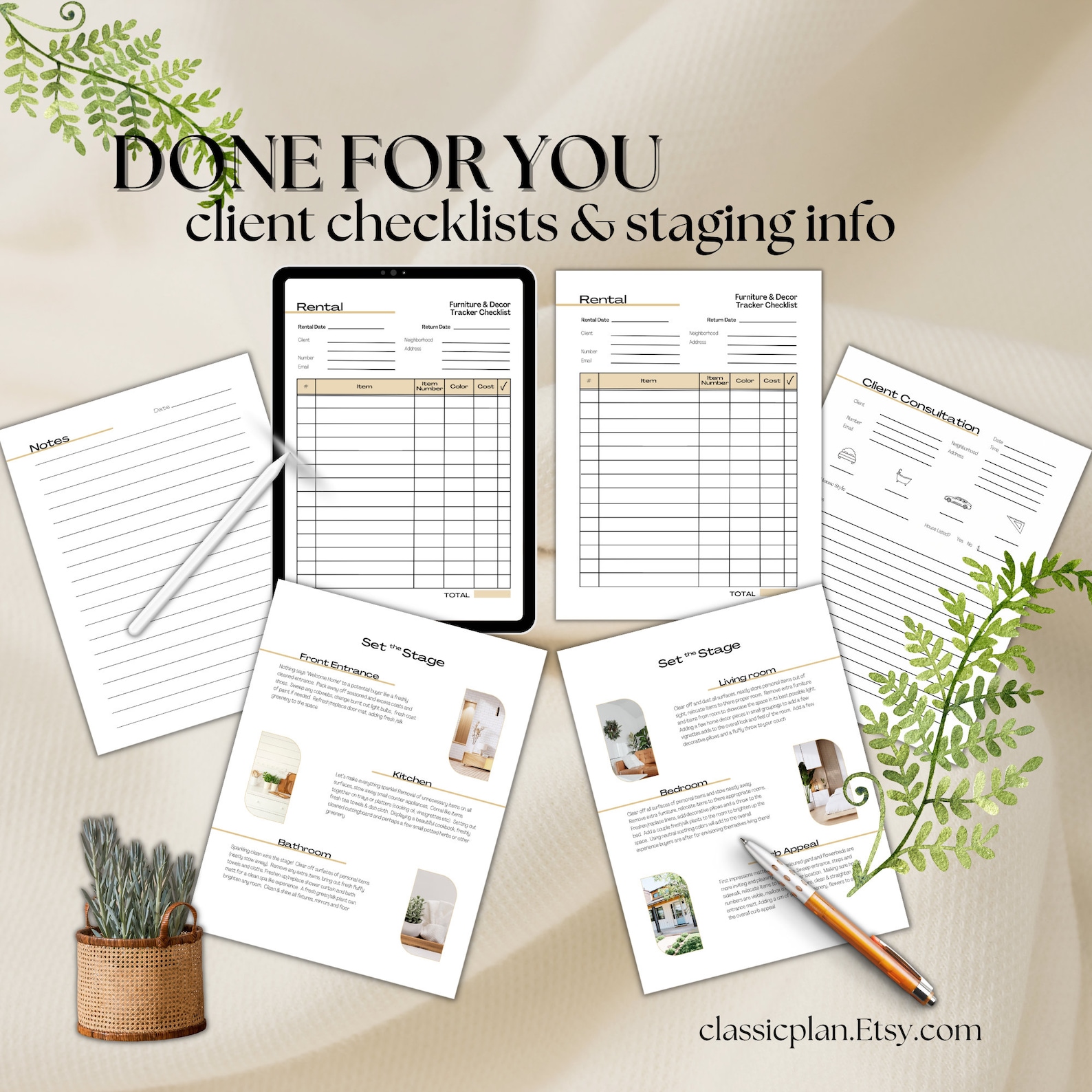 HOME STAGING Workbook & Stagers Consultation Report Forms, Pre-listing Sellers Checklist ...